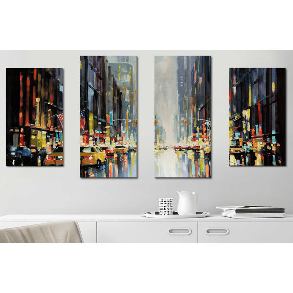 Orren Ellis "City Lights" By E. Anthony Orme Print On Canvas Set Of 4 | Wayfair